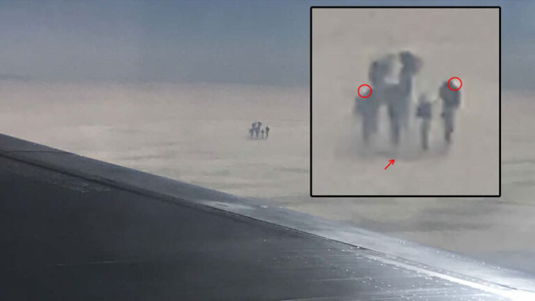 Passenger photographs strange figures above the clouds during a flight ...